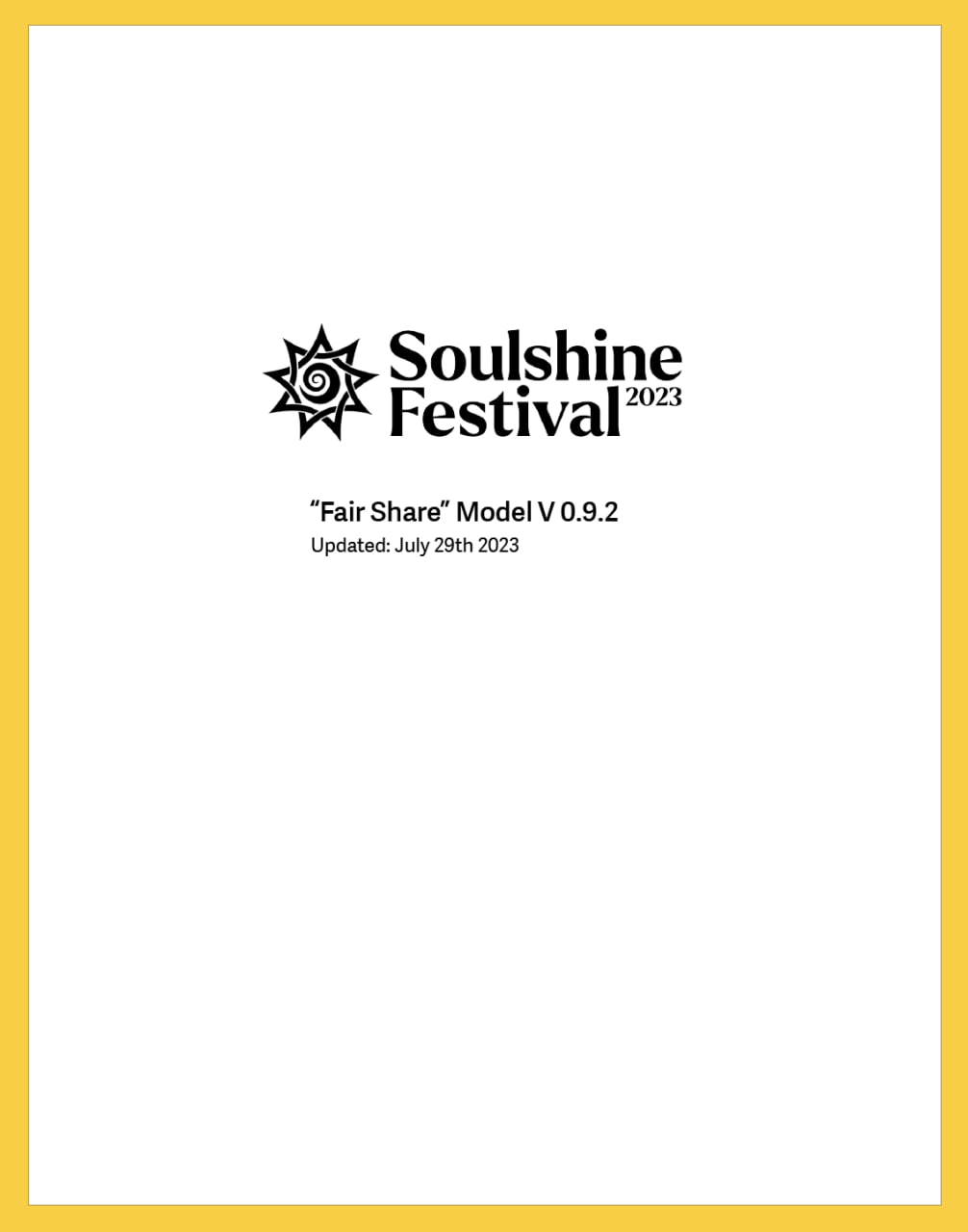 Introducing the Soulshine “Fair Share” Model - Soulshine Festival